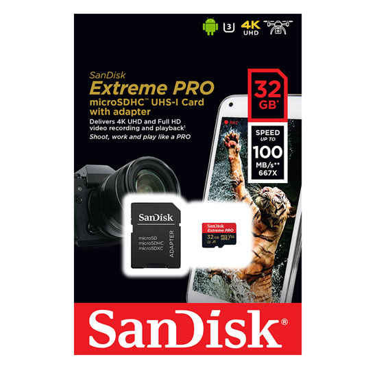 Sandisk Extreme Pro MicroSDHC UHS-I U3 100MB/S 667x – 32GB - Plaza ...